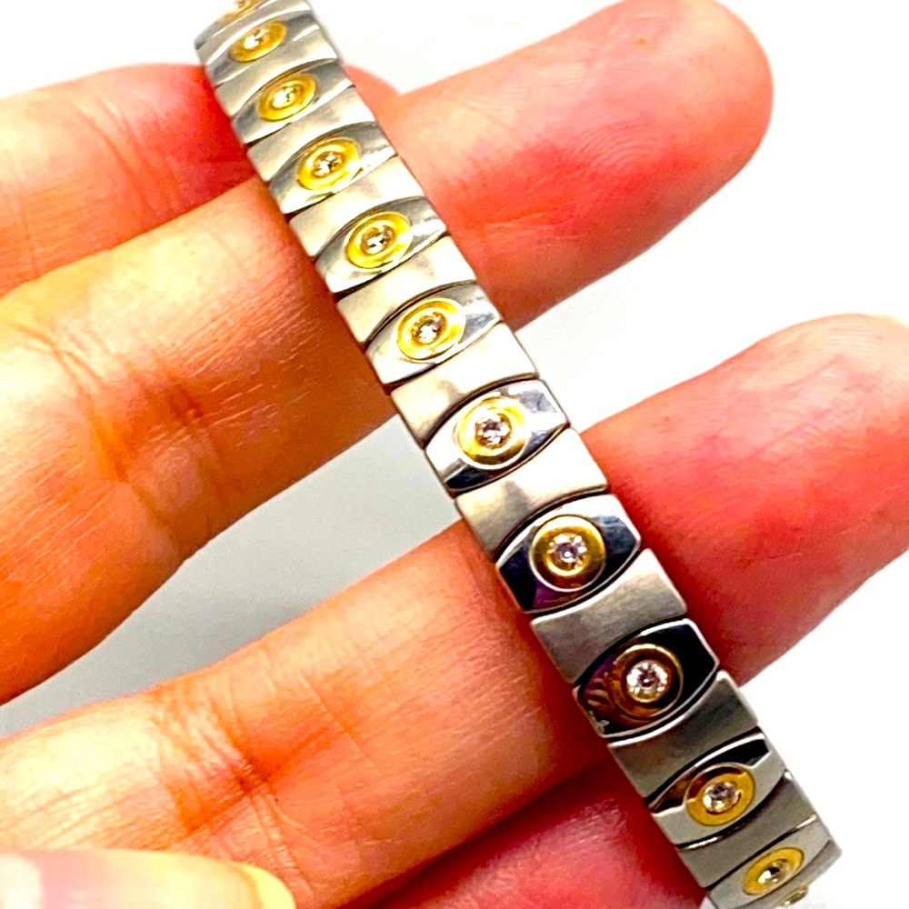 Steel By Design Expansion Bracelet With Gold Accents … - Gem